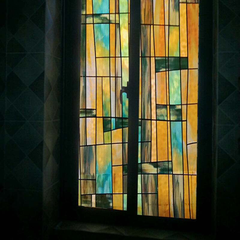 Static Cling Window Films Geometric Stained Opaque Glass Stickers No ...