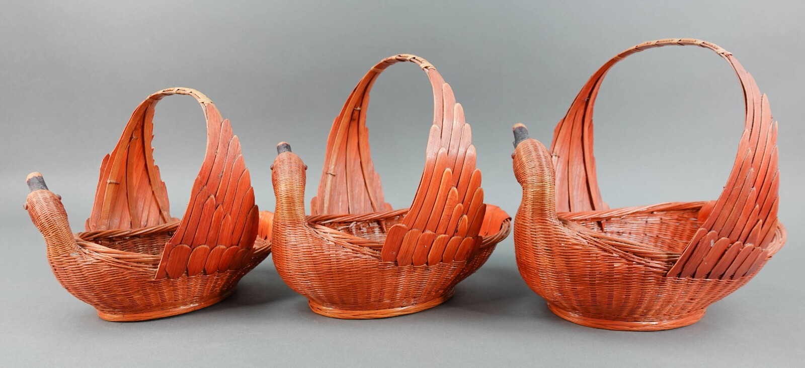 Shanghai Handicrafts Vintage Chinese Wicker Rattan Duck Goose Baskets ...