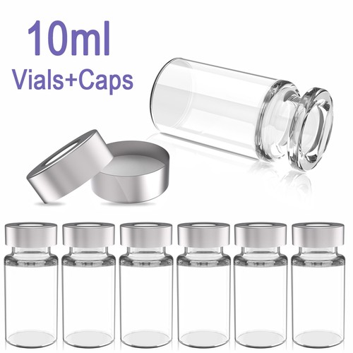 100PCS Lab Sample Vials 10ml Small Glass Bottle Mini Jars+Aluminum ...