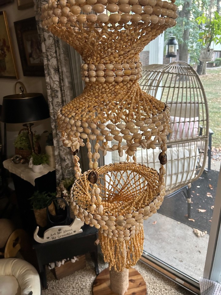 VTG Hanging Sea Shell 3 tier Plant Hanger Chandelier Large 60” t x 11 ...