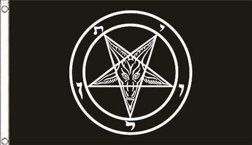 BAPHOMET FLAG 5' x 3 Knights Templar Medieval Pentagram Wicca Church ...