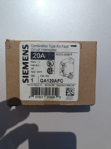 Siemens QA120AFC 20-Amp Single Pole 120-Volt Plug-On Combination AFCI ...