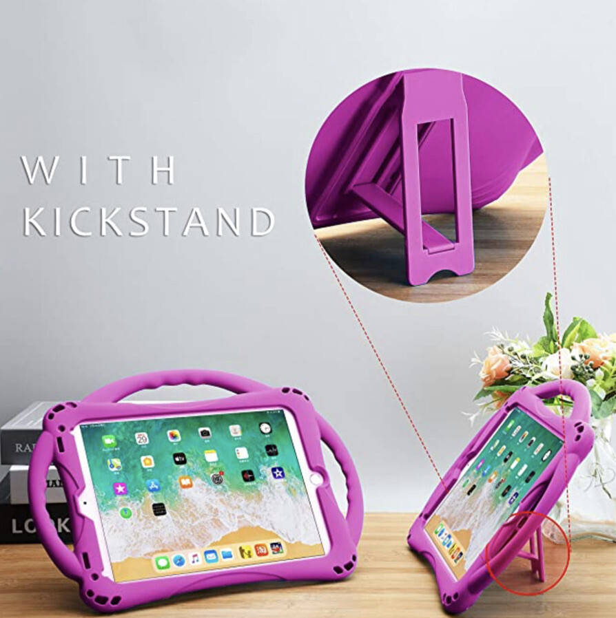 NEW!!! Dark Pink Ipad Air Silicone Case With Kickstand For Kids, Strap ...