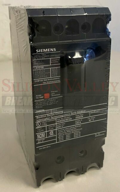 Siemens HHED63B100 3-Pole Circuit Breaker - Black for sale online | eBay