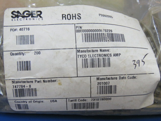 Amp 747784-8 Qty of 20 per Lot D-Sub Tools & Hardware JACKSCREW KIT OF ...