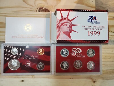 1999 United States Mint Silver Proof Set-9 Coin sealed w/ Cert. of ...