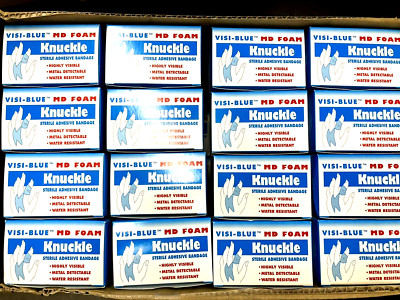 16 Boxes x 30 Bandages Each = 480 Visi-Blue MD Foam Knuckle Adhesive ...