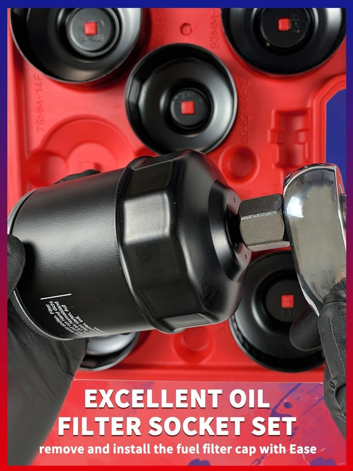 Oil Filter Socket Set 15pcs Oil Filter Cap Wrench Tool Set with 1/2 ...