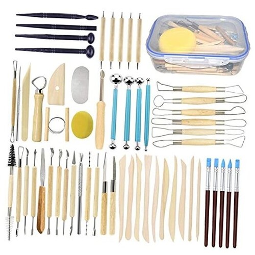 57PCS Ceramic Clay Tools Set with Plastic Case Modeling Pottery ...