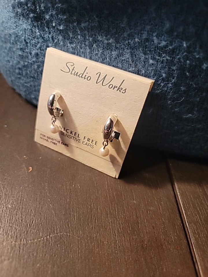Vintage Studio Works Silver W/ Pearl Clip On Earrings | eBay