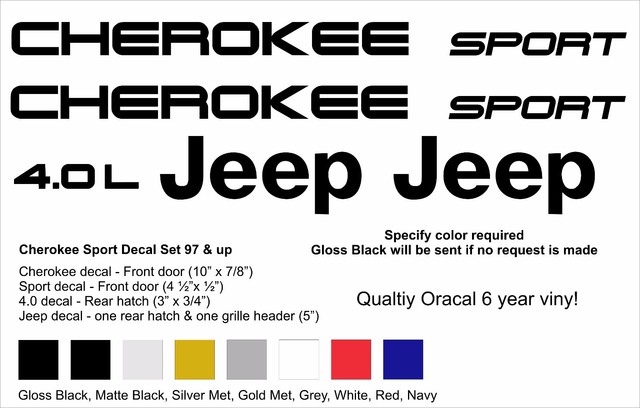 JEEP CHEROKEE SPORT DECAL SET XJ 99 | eBay