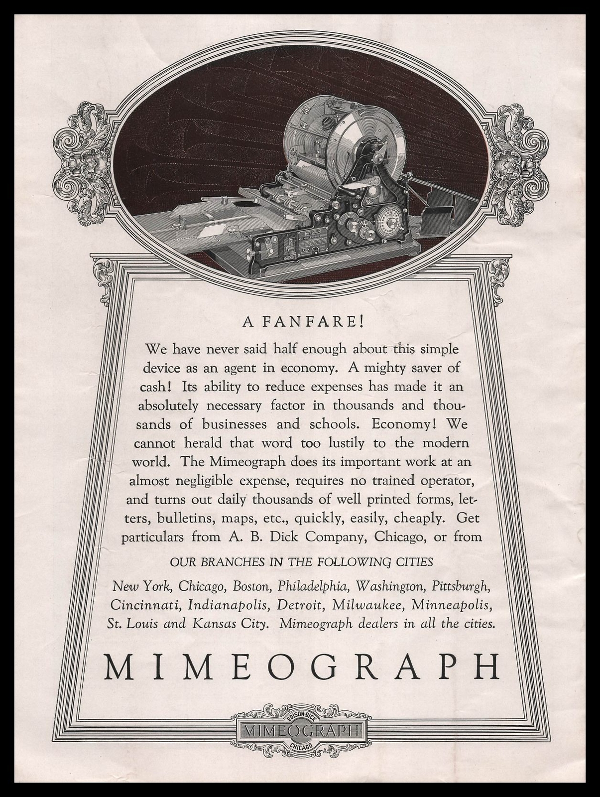 1928 Edison A. B. Dick Company Chicago Mimeograph Early Copier Vintage ...