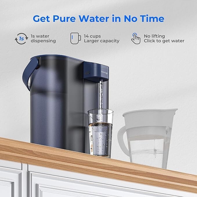 Waterdrop Compact Electric Water Filter Pitcher, Dispenser,Blue, with 1 ...