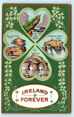 Vintage Embossed Ireland Forever Divided Back Postcard Irish Shamrock ...
