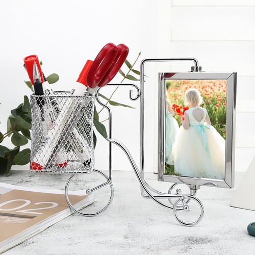 Unique Bicycle Shape Metal Picture Photo Frame Pen Holder Home Table ...
