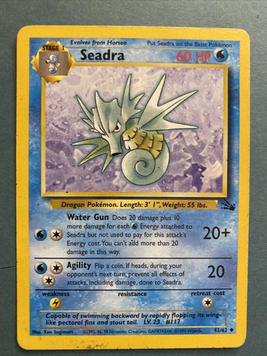 Pokémon TCG Seadra Fossil 42 Regular Unlimited Uncommon moderately ...