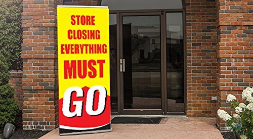 Store Closing Everything Must Go Display Banner with Stand, 33.4"w x 85 ...