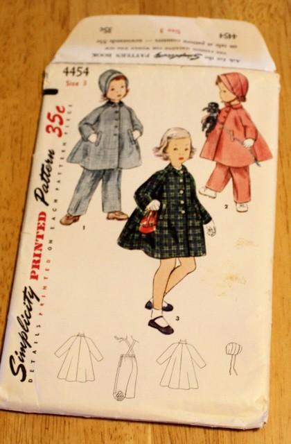 Vintage simplicity 4454 Lined Coat Cap W/ Chin Straps Sewing Pattern ...