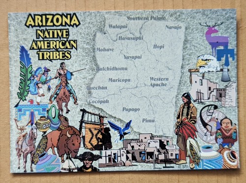 Postcard AZ: Native American Tribes. Map. Arizona | eBay
