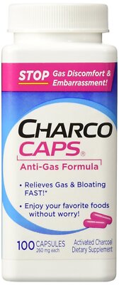 Charco Caps Anti-Gas Formula Activated Charcoal Capsules 260 mg Each ...