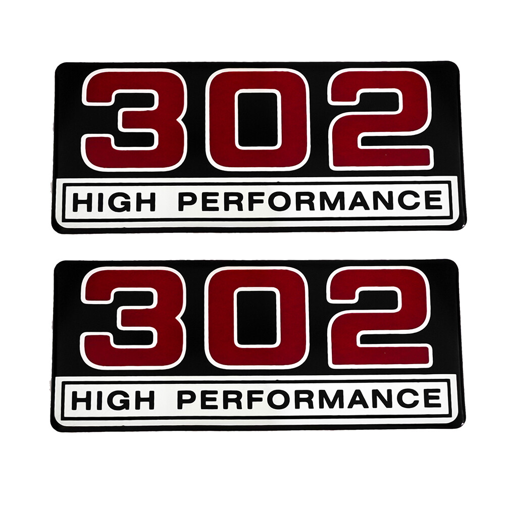 2x 5.0 Liter 302 High Performance Engine Emblem Badge Resin Logo Red ...