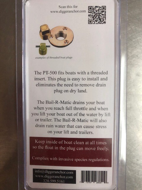 Digger PT-500 Bail-R-Matic: Pt-500-[ For boats with 3/4" hole Screw in ...