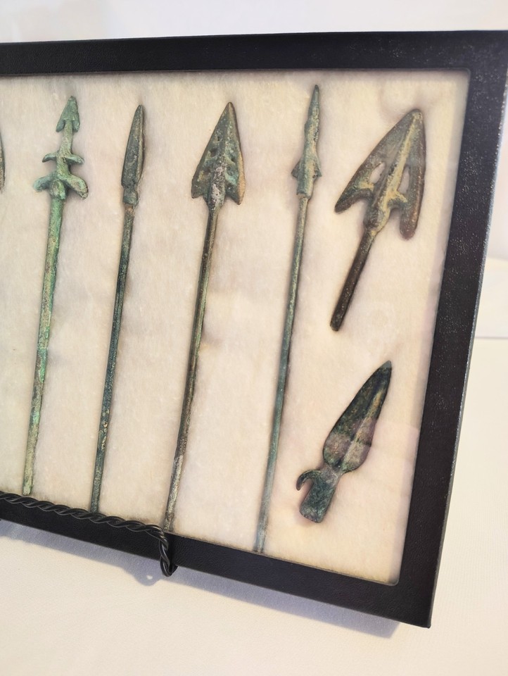 1500-500 BC Luristan Bronzes, Arrowheads and spearheads in shadowbox ...