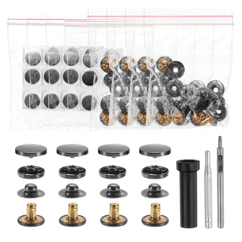 24Set Leather Snap Fasteners Kit 12mm Metal Snaps with 3 Setter Tools ...