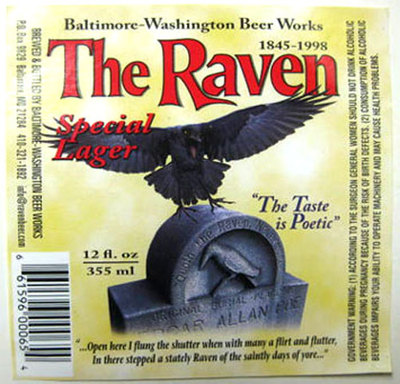 The Raven Special Lager 12oz Beer Label Baltimore-Washington Beer Works ...