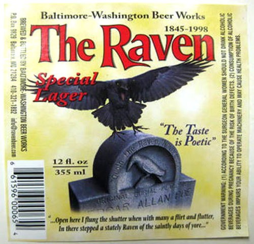 The Raven Special Lager 12oz Beer Label Baltimore-Washington Beer Works ...