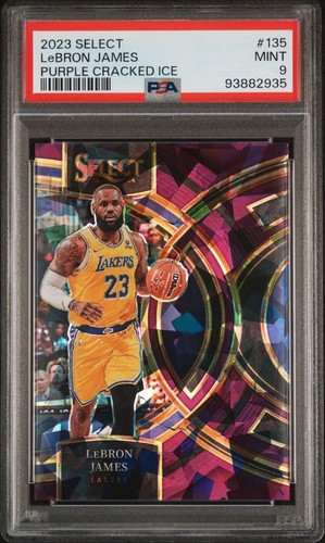 2023-24 PSA 9 💎 Select LeBron James #135 Premier Purple Cracked Ice /99 ...