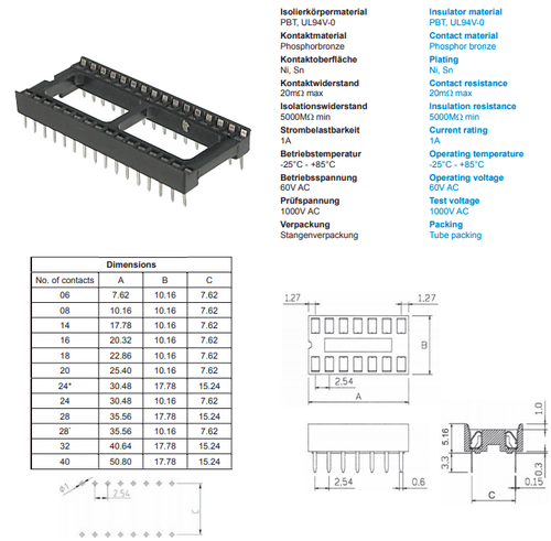50 PCS Package for 8 Pin IC Socket IC DIP Holder PDIP 8Pin | eBay