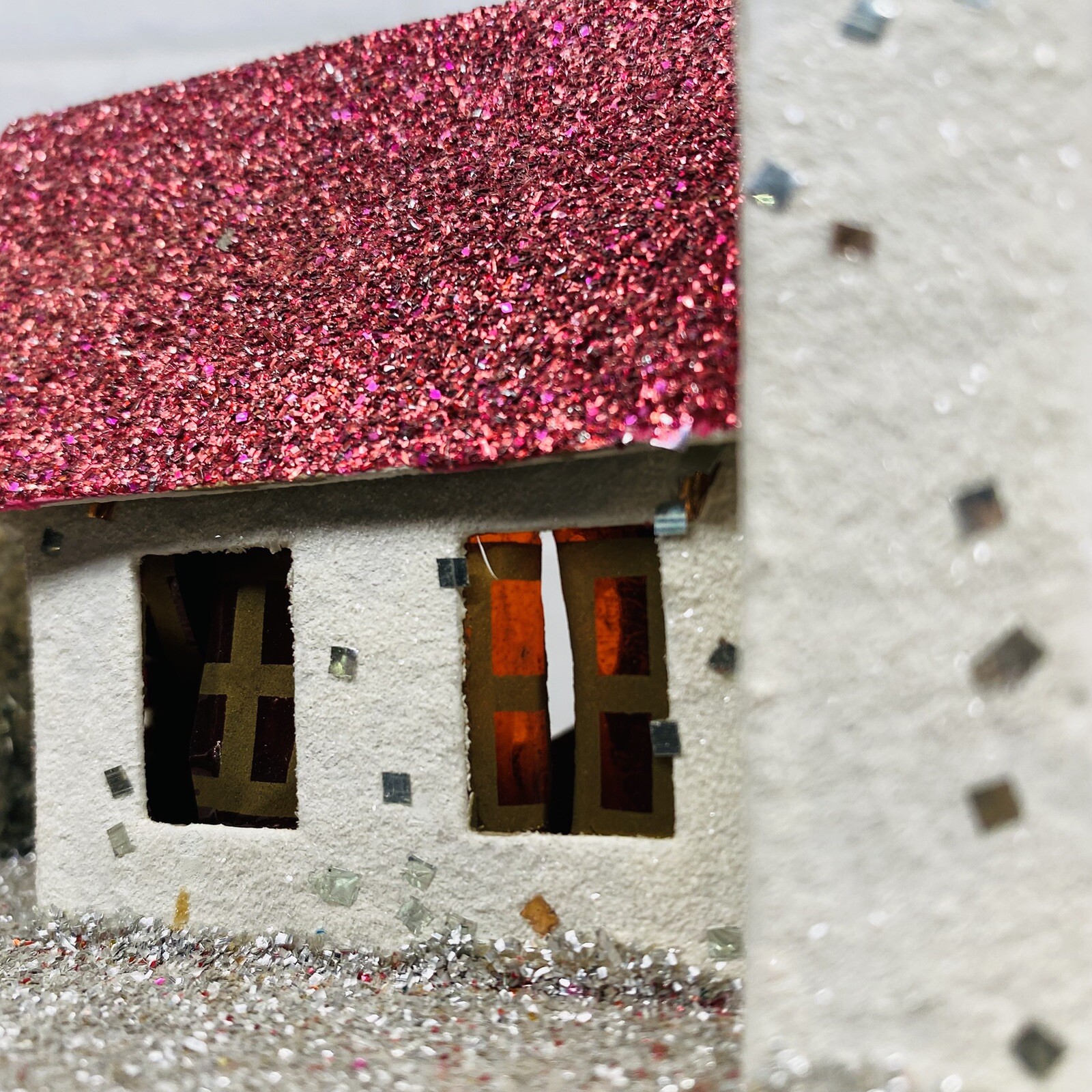 Vintage Putz House Japan Glitter Mica Pink White Silver Confetti ...