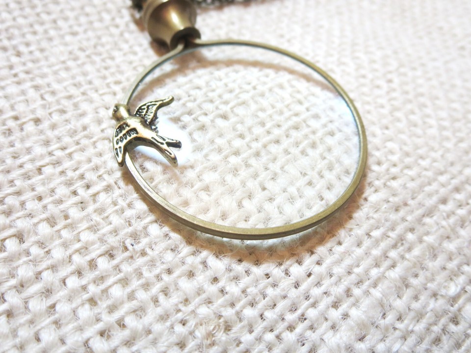 Steampunk Necklace Magnifying Glass bird Necklace Monocle pendant ...