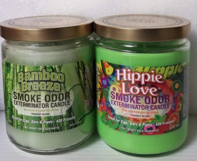 Smoke Odor 13 oz Candles 2 Fragrances Set Bamboo Breeze/Hippie Love. | eBay