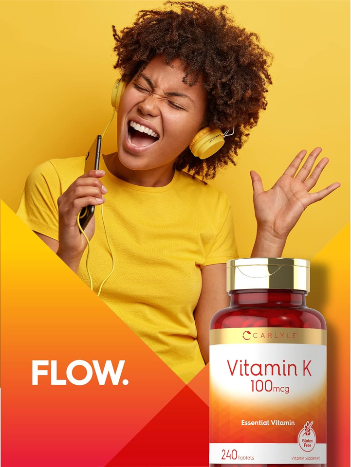 Vitamin K 100 Mcg 240 Tablets Vegetarian, Non-Gmo, Gluten Free Vitamin ...