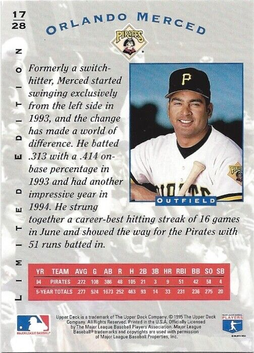 Orlando Merced 1995 Upper Deck Denny's Holograms #17 Baseball Card | eBay