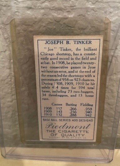 1911 T205 Joe Tinker Gold Border Piedmont Cigarettes Baseball Card PSA ...