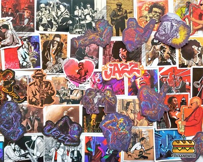 50 pcs "Jazz Music" Sticker Pack Saxophone Gifts Guitar Musician Sax ...