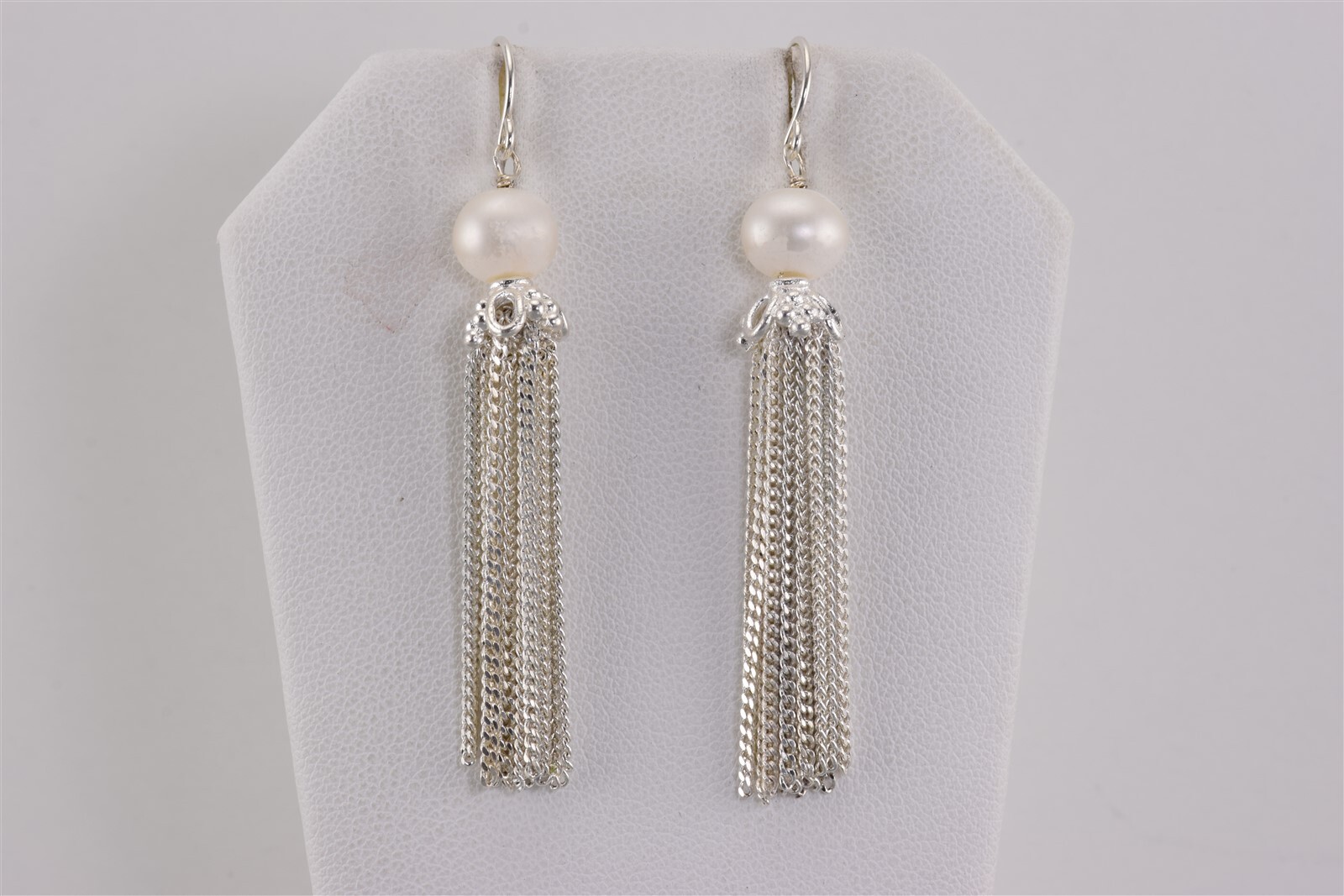 Sterling Silver 47mm x 8mm Dangling Draped Chain Pear… - Gem