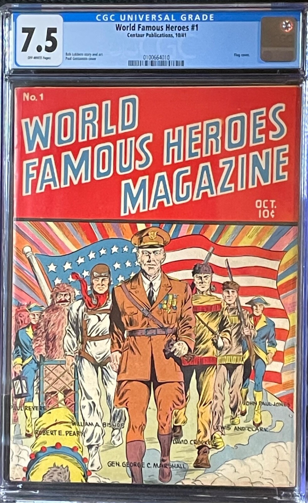 WORLD FAMOUS HEROES #1 CGC 7.5 Centaur 1941 Golden Age Pre Code WWII ...