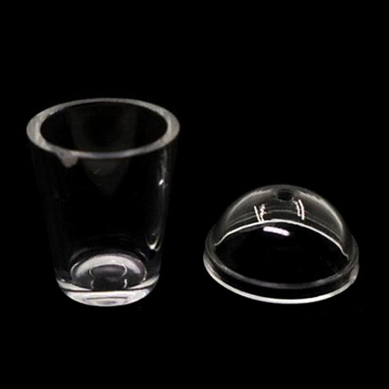 2pcs 1:12 Dollhouse Accessories Miniature Transparent Straw Lid Cup ...
