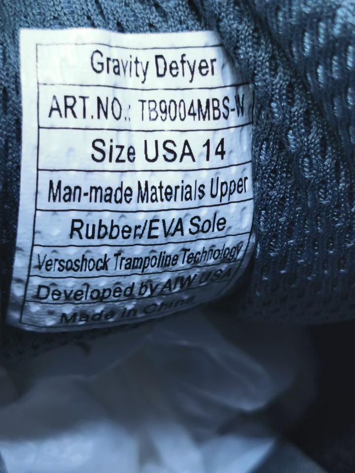 Gravity Defyer G-Defy Men’s Shoes Size 14 Black/Silver/White TB9004MBS ...