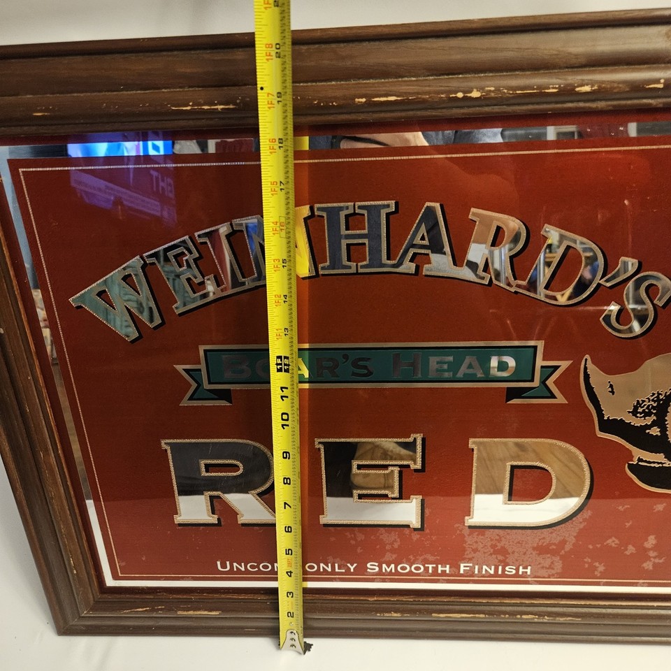 Vintage Weinhard’s Blue Boar Red Lager Beer Mirror Sign Handing Man ...