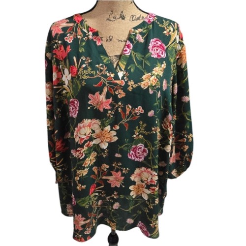 Maurices Roll Tab Floral Green Women's Top Plus Size 3X | eBay