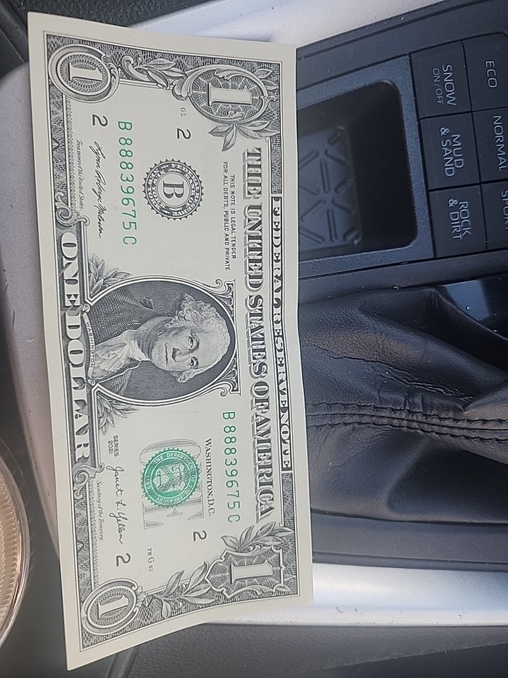 Radar Trinary Bookend $1 One Dollar Bill Fancy Serial Number Series ...