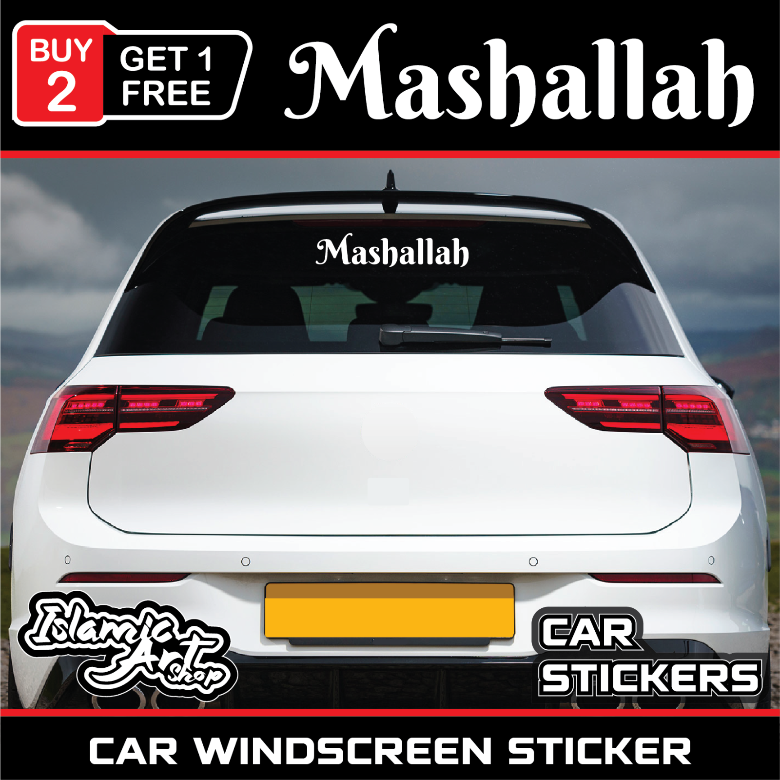 Mashallah Car Sticker English Text Islamic Windscreen Window Vinyl ...