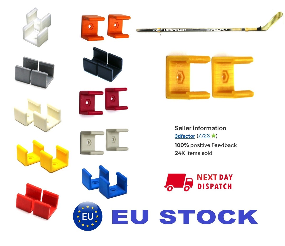 Hockey Stick Mounting Hooks 2pcs Stainless Steel Wall Mount Display