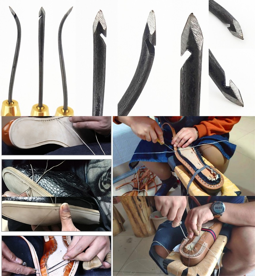 6pc 6# Leather Craft Shoemaker Cobbler Sewing Stitching Hook Awl Needle ...