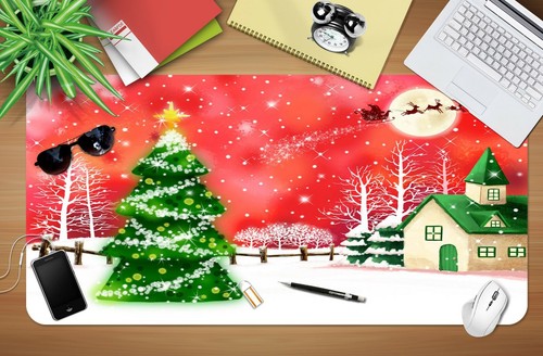 3D Xmas Tree Houses Reindeer G702 Christmas Non-slip Desk Mat Keyboard ...